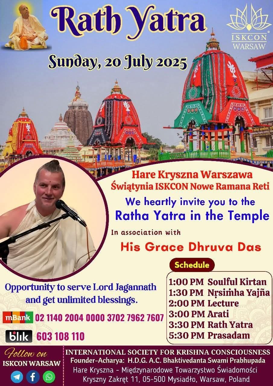 Join the Ratha Yatra Celebrations on 20th July at ISKCON Warsaw ...